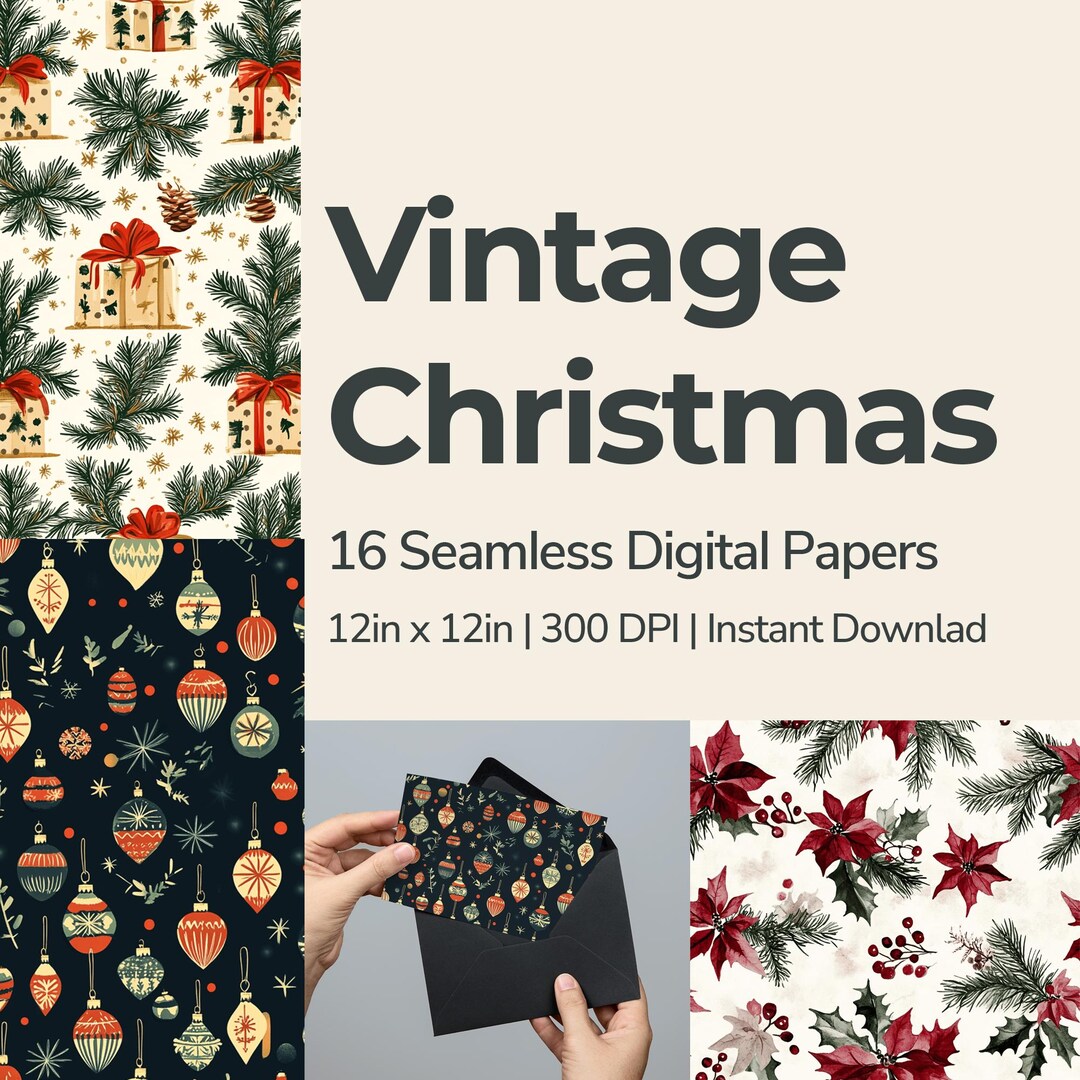 Vintage Christmas Digital Paper Set - 16 Seamless Holiday Designs - Etsy