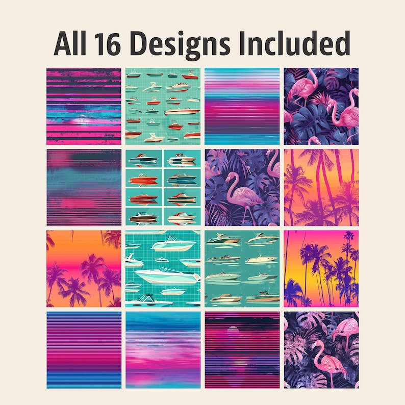 Miami Vice Digital Paper Set - 16 Seamless Designs - Etsy