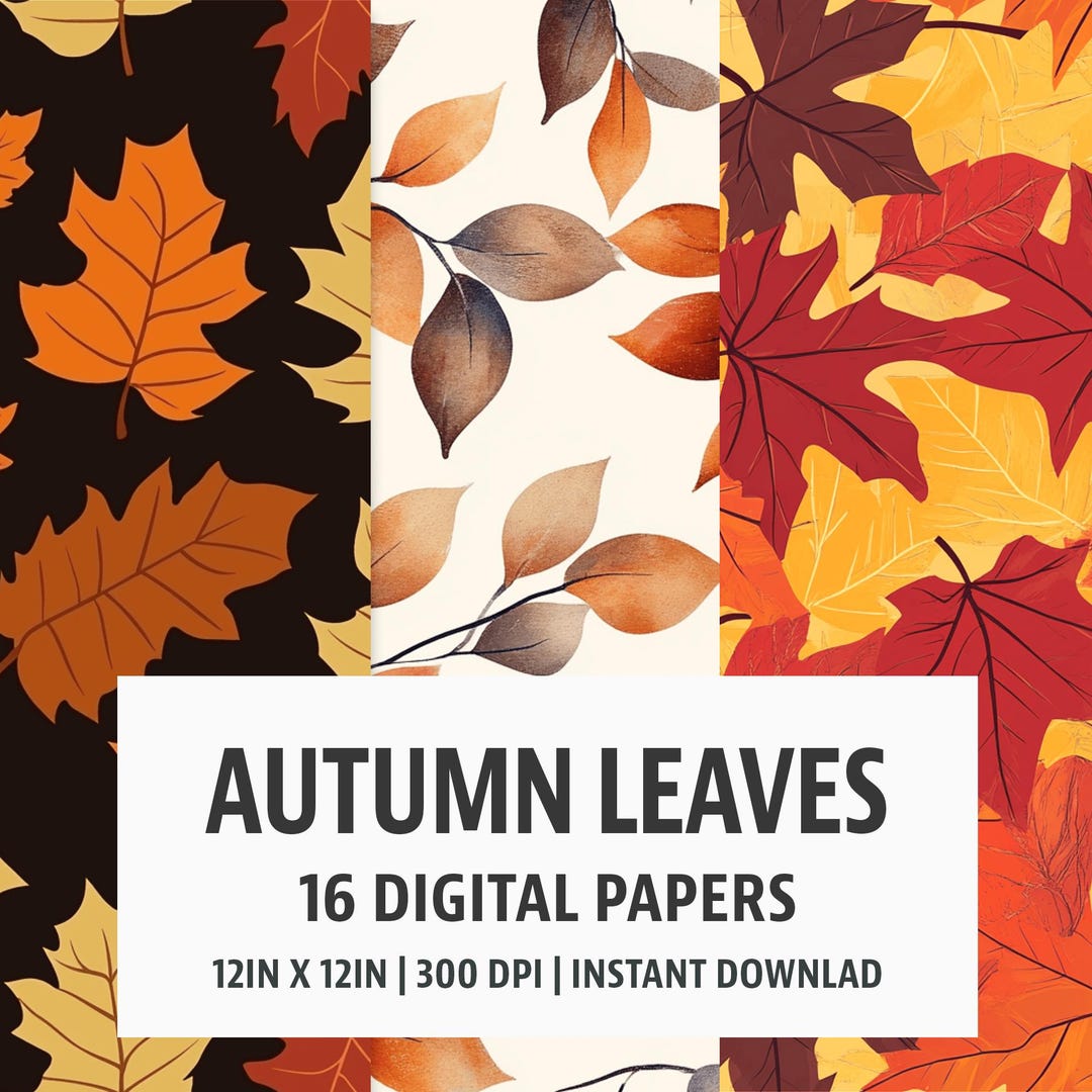Autumn Leaves Digital Paper Set - 16 Seamless Patterns - Etsy