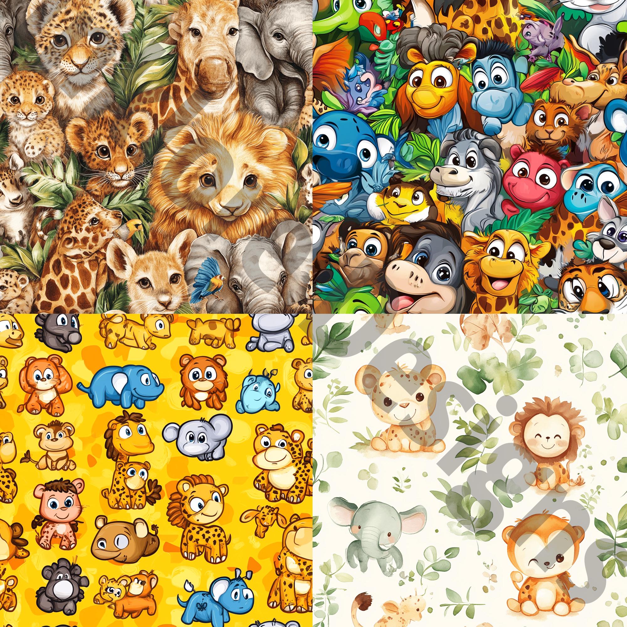 Baby Safari Animals Digital Paper: Jungle Scrapbook Backgrounds (12"x12 ...