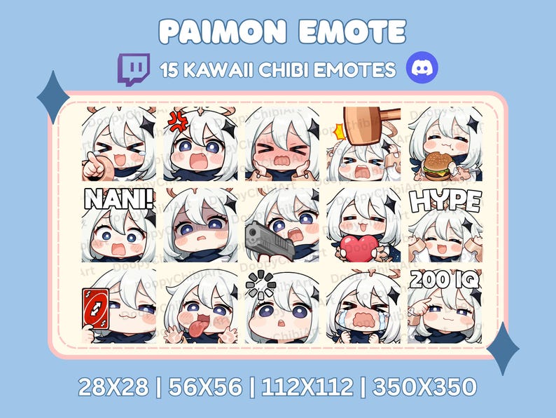 Paimon Chibi Emotes – Genshin Impact Twitch Discord Emoji Pack - Etsy