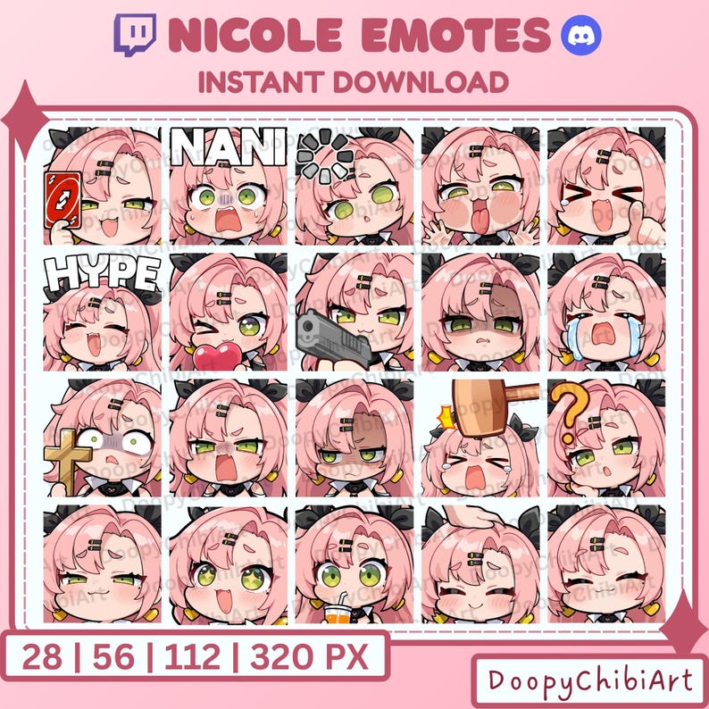 Nicole Chibi ZZZ Emotes – Zenless Zone Zero Twitch Discord Emoji Pack ...