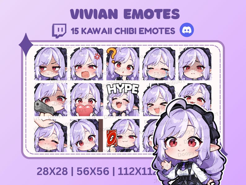 Paquete de emotes chibi Vivian ZZZ, Zenless Zone Zero, emojis de ...