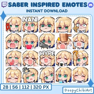 FGO Saber Anime Emotes for Twitch & Discord - Etsy