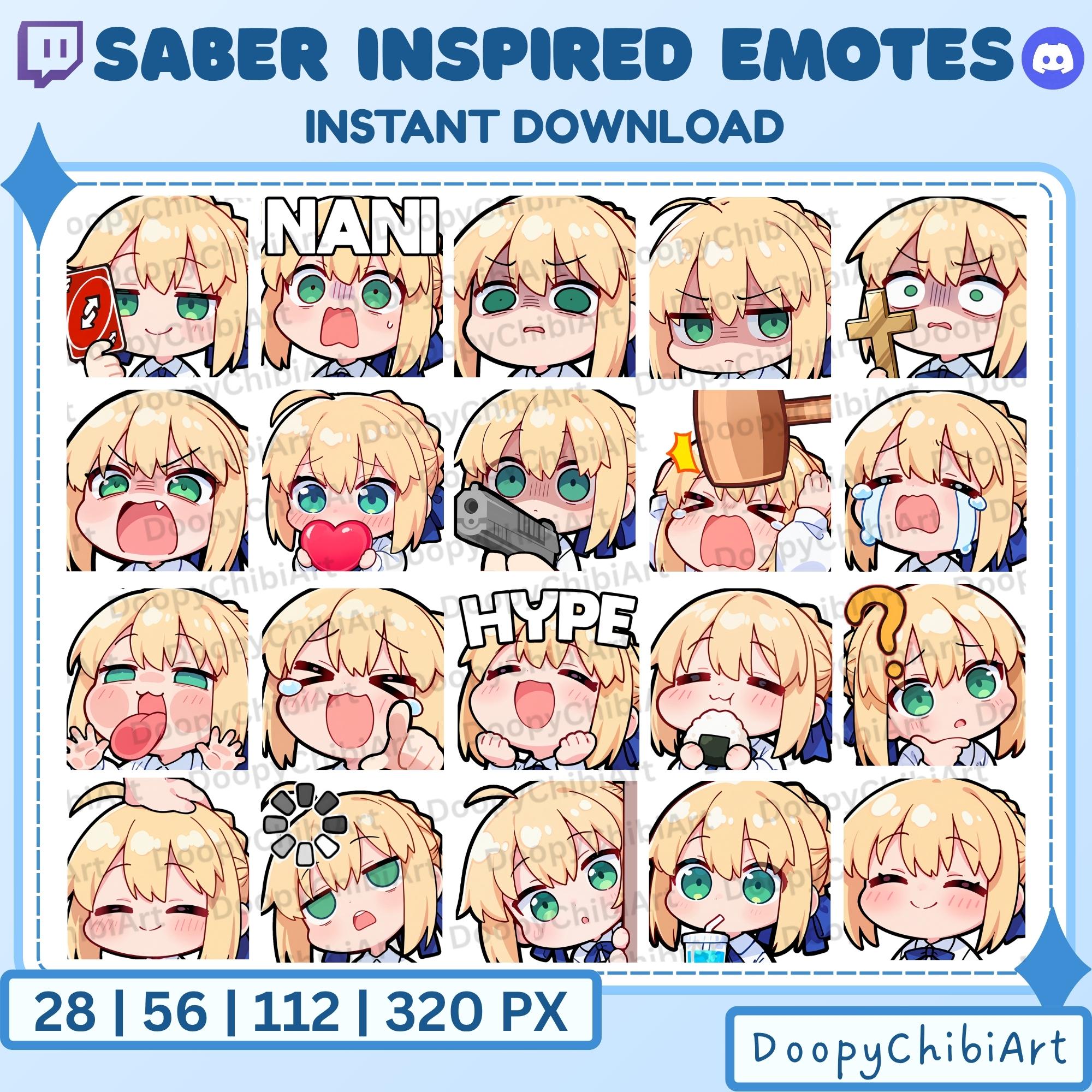 FGO Saber Anime Emotes for Twitch & Discord - Etsy
