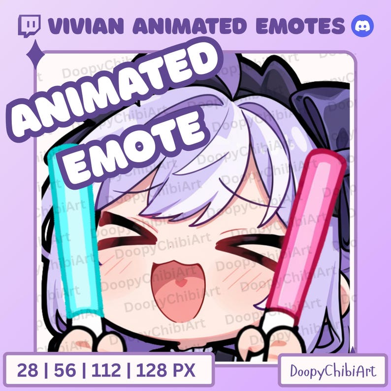 Vivian Animated Chibi Cheer Emote | Zenless Zone Zero Glowstick Emoji ...