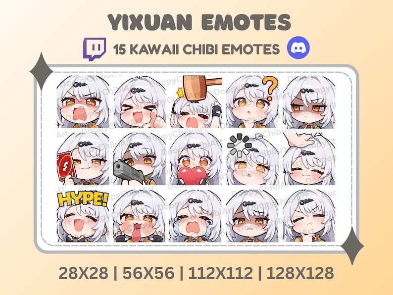 Yixuan Zenless Zone Zero Chibi Emotes Bundle, Twitch|discord Emoji ...