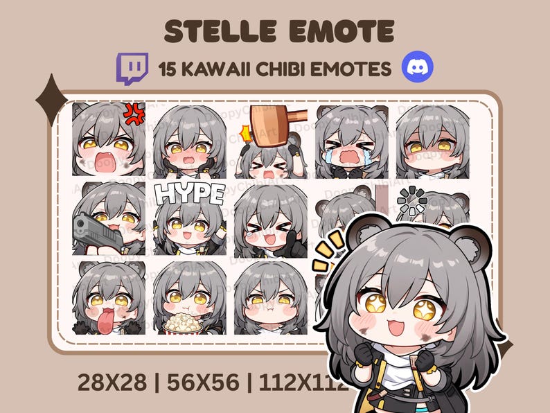 Stelle Chibi Emotes – Honkai Star Rail Twitch Discord Pack - Etsy