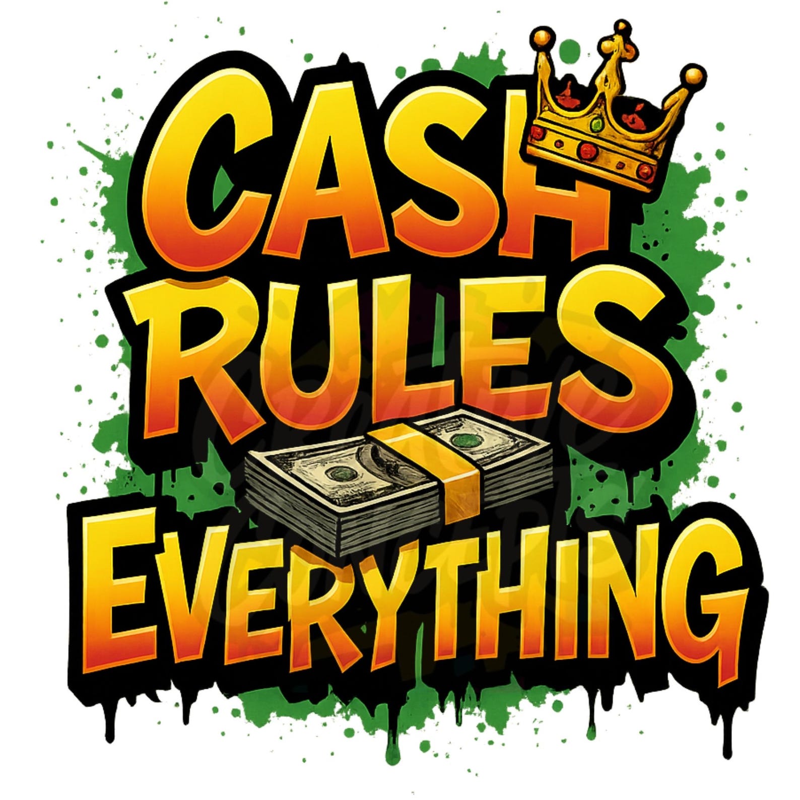 Cash Rules Everything PNG | Urban Streetwear Graffiti Design | Hip-hop ...