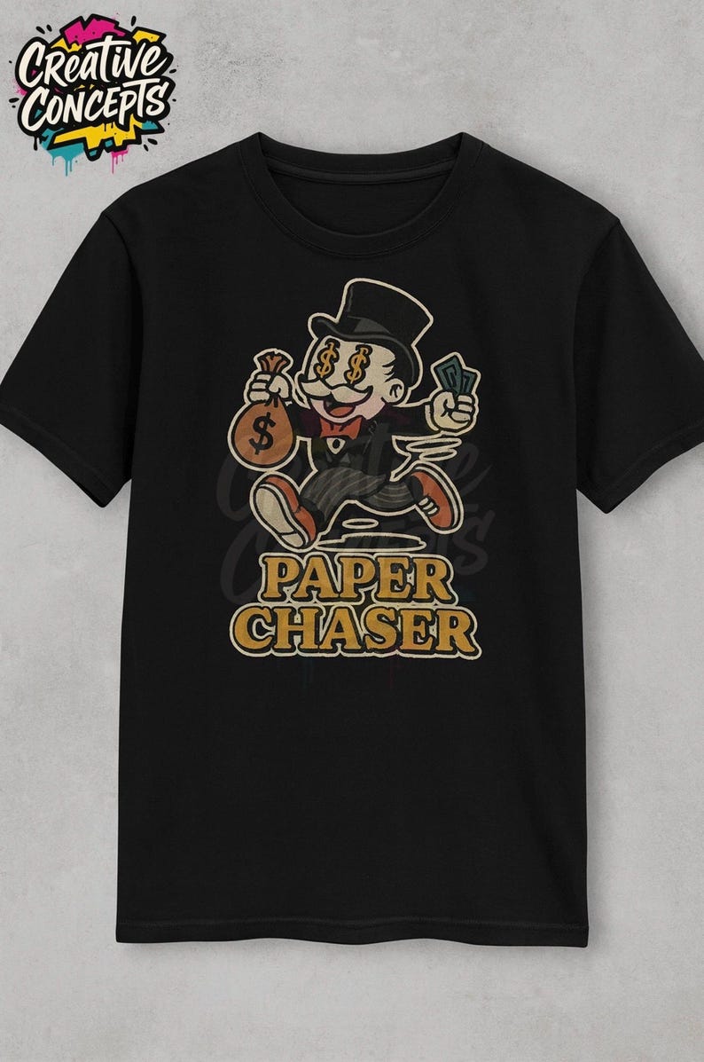 Paper Chaser Retro Cartoon Money Graphic | Digital Download PNG for T ...