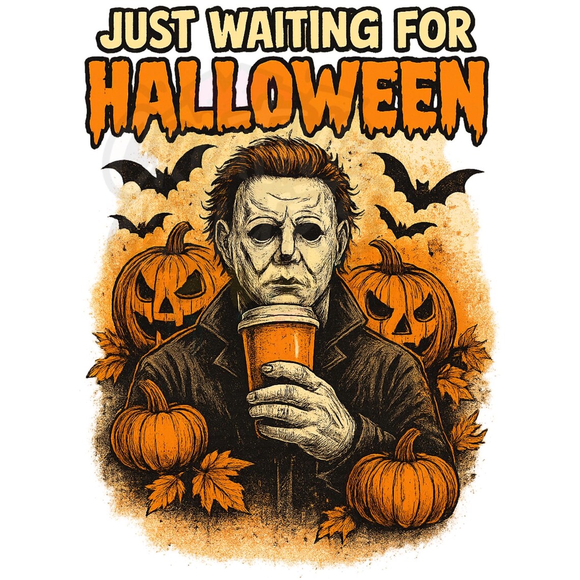 Funny Horror Character Clipart: Waiting for Halloween PNG (digital ...