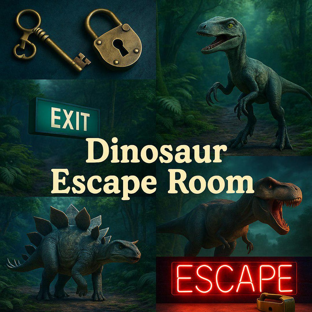 Printable Dinosaur Escape Room Game DIY Kit | Kids & Adult Dino Escape ...