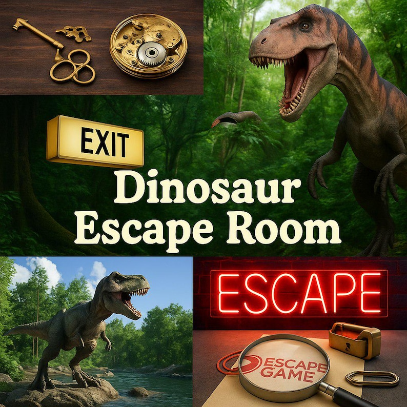 Printable Dinosaur Escape Room Game DIY Kit | Kids & Adult Dino Escape ...