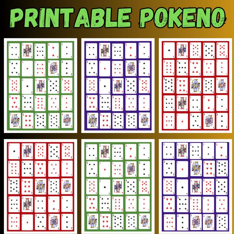 Printable Pokeno Card Game | 100 Unique Boards, 4 Colors (PDF & PNG) - Etsy