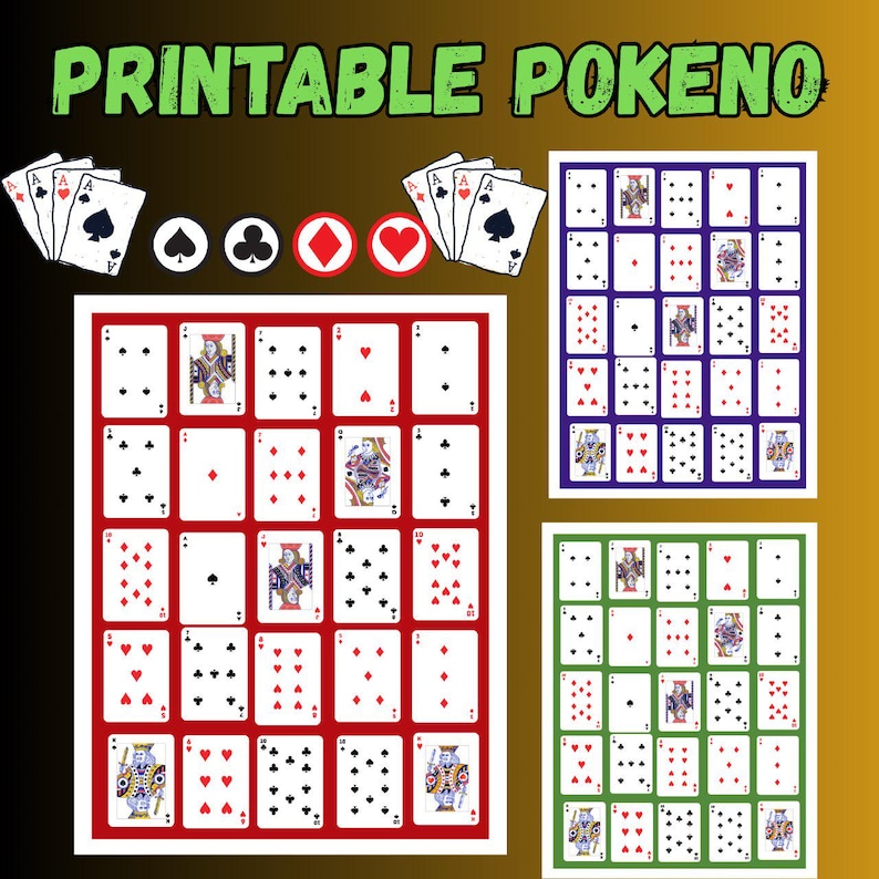 Printable Pokeno Card Game | 100 Unique Boards, 4 Colors (PDF & PNG) - Etsy