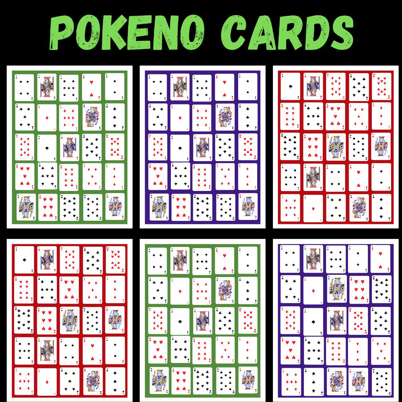 Printable Pokeno Card Game | 100 Unique Boards, 4 Colors (PDF & PNG) - Etsy