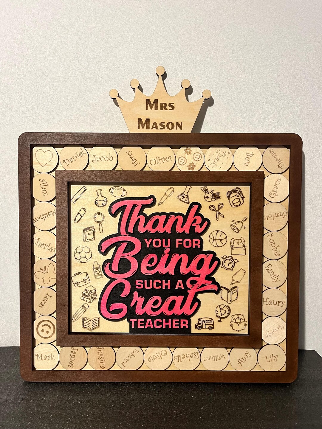 Personalized Teacher Gift, Graduation Thank You Wood Art, 30 Name ...