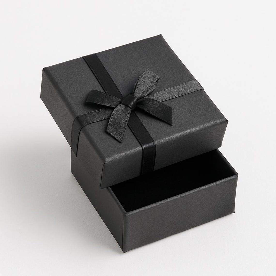 Black Jewellery Gift Box With Bow – Elegant Matte Ring/earring Storage ...