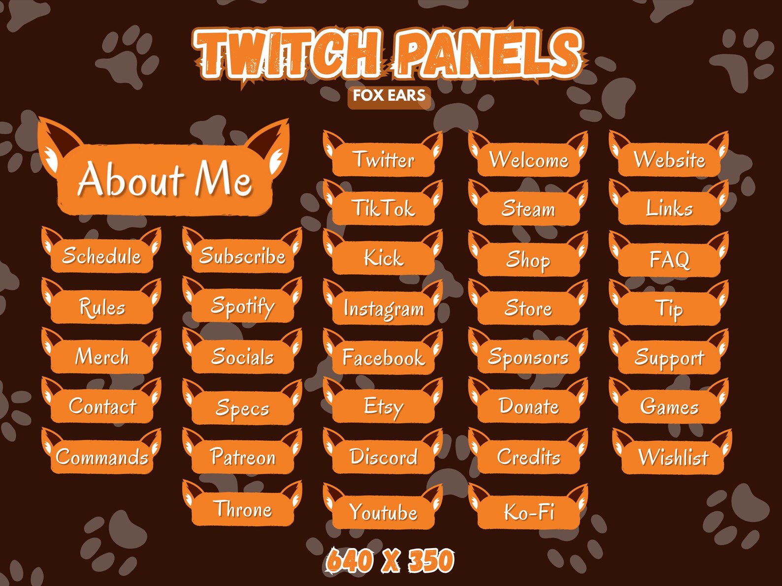 35 Twitch Panels | Cute Fox | Fox Ears | Orange | Fox | Animal | Panels ...