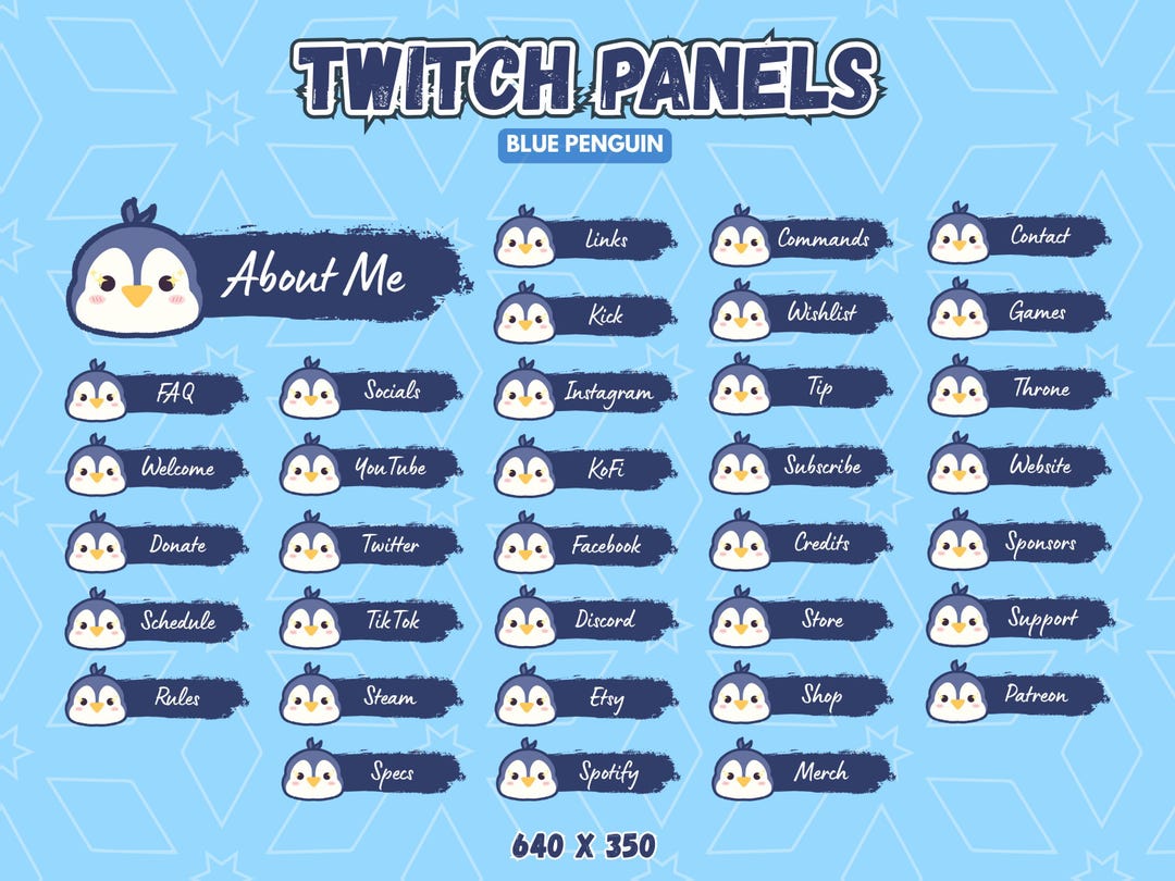 35 Twitch Panels | Cute Penguin | Baby Penguin | Blue | Bird | Animal ...