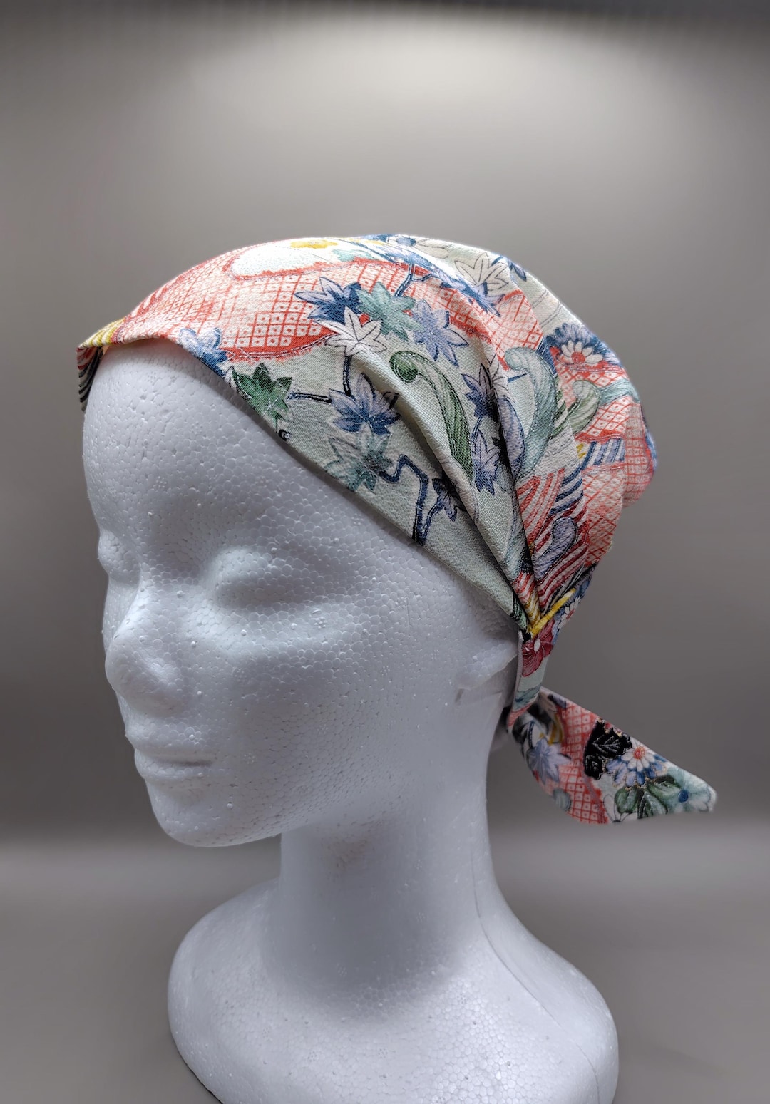 Silk Head Scarf Wrap – Vintage Kimono Hair Wrap, Japanese Silk Turban ...