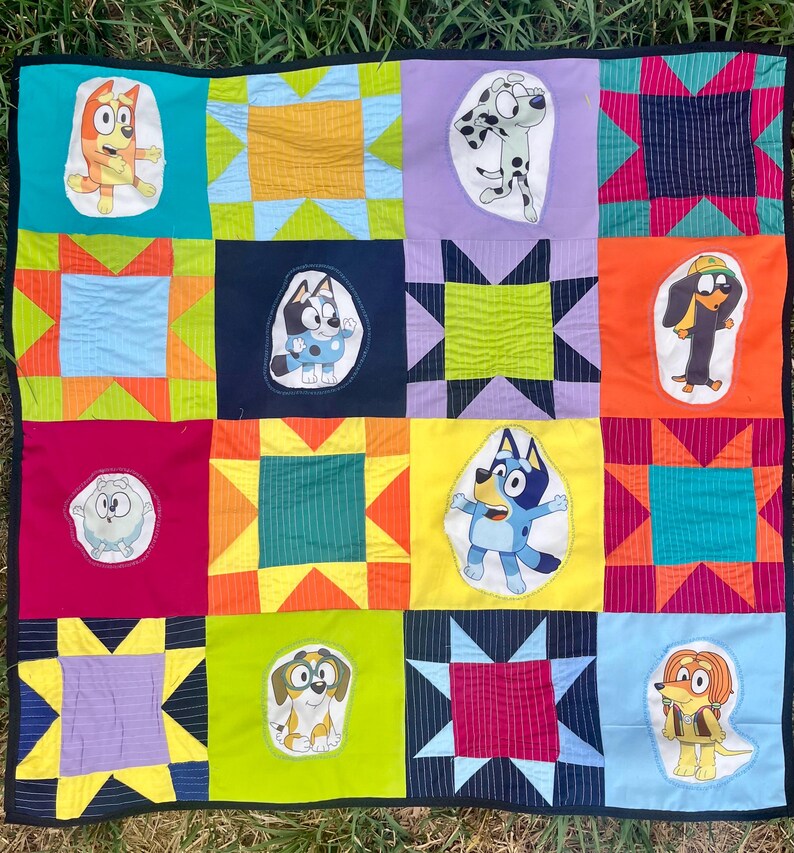 Bluey and Friends Quilt: Colorful Flying Geese Baby Blanket - Etsy