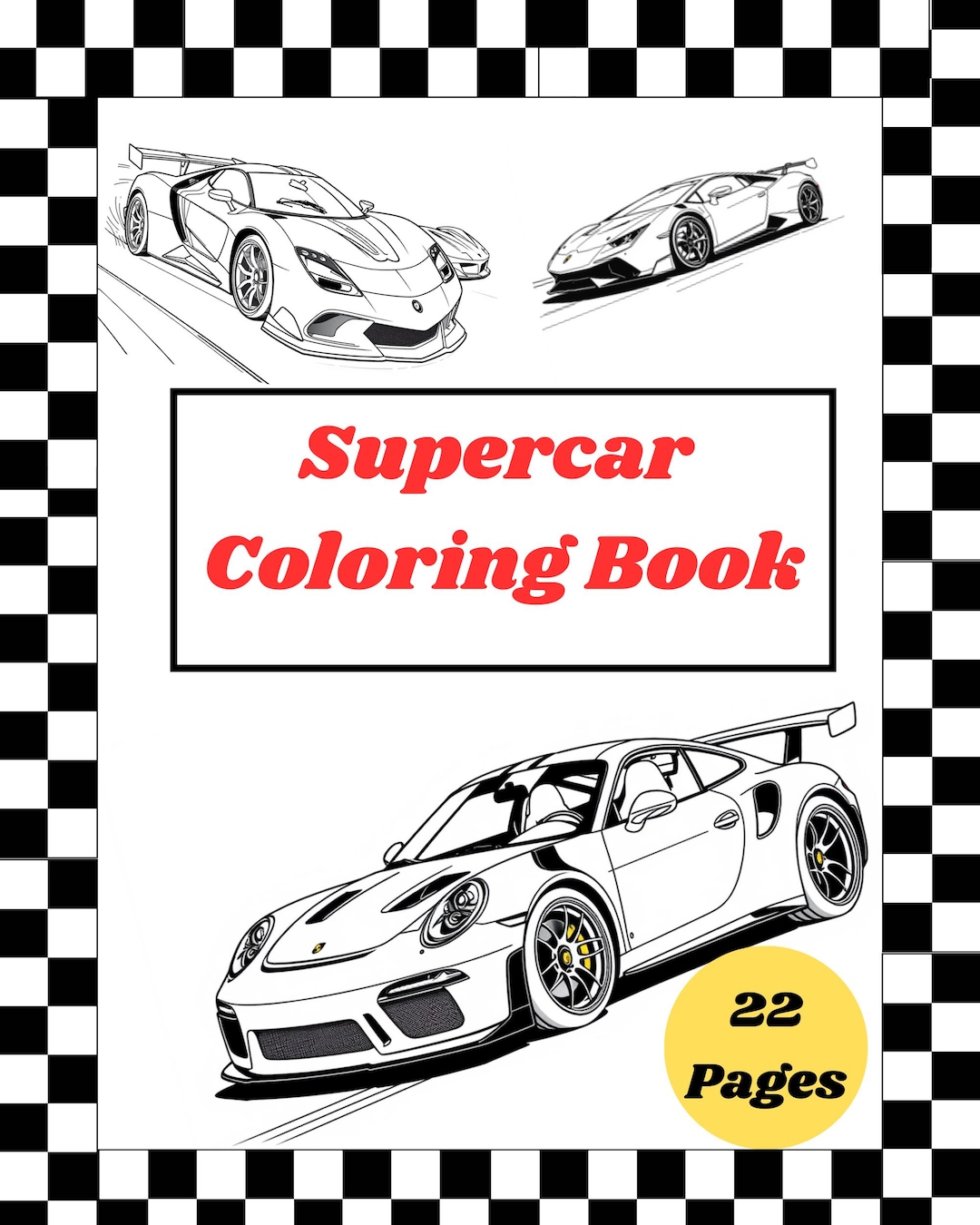 Printable Supercar Coloring Book for Kids an Adult- Digital Download ...