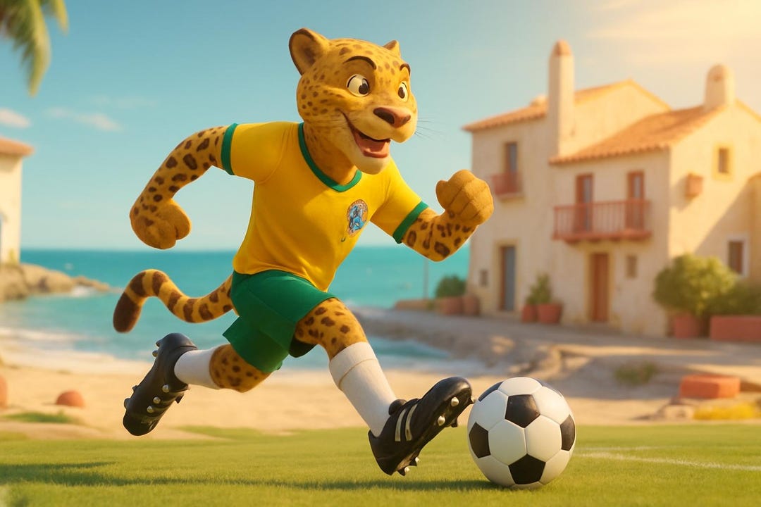 Kid's Brazilian Jaguar Wearing the Team Jersey, Front and Back - Etsy
