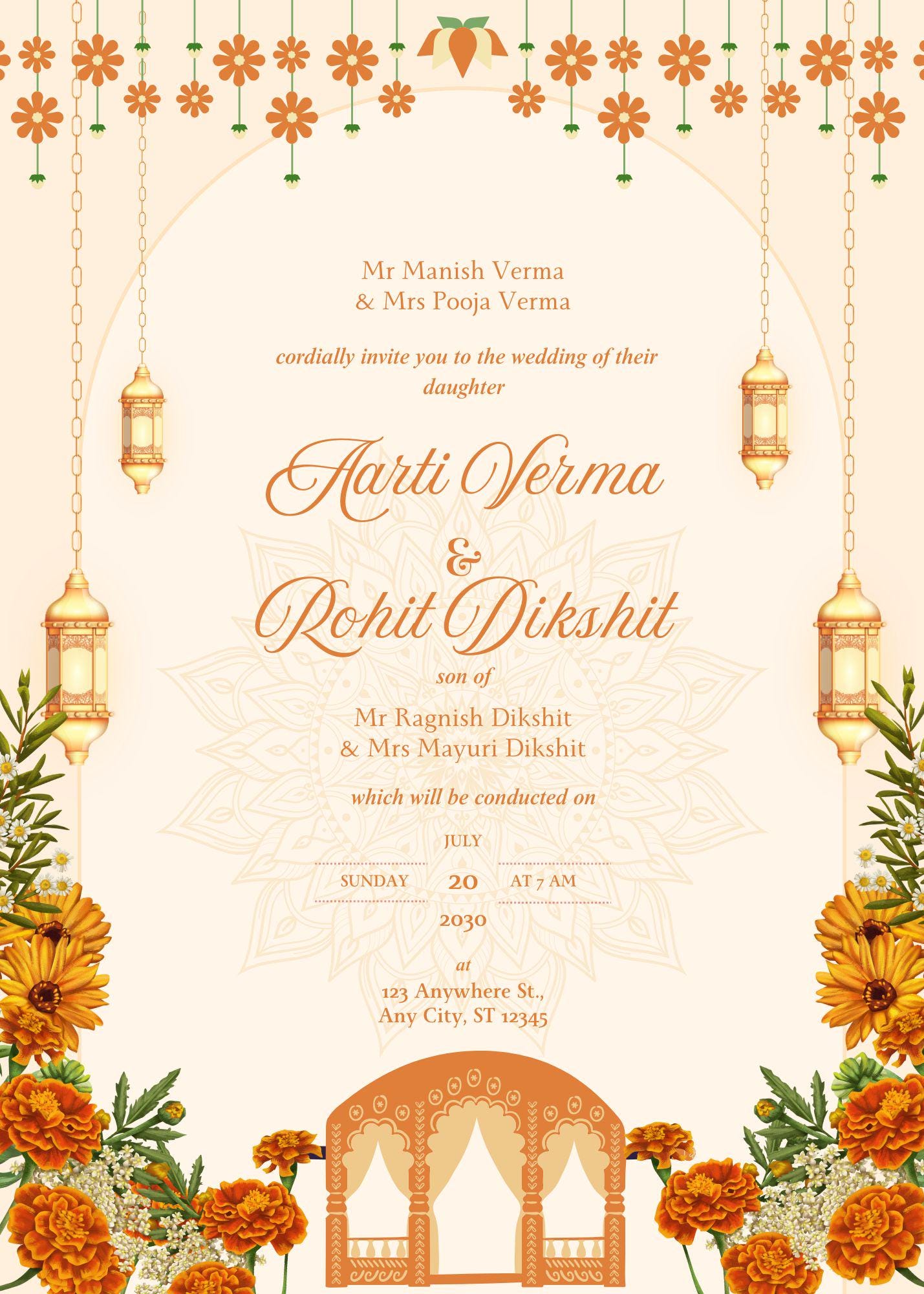 Editable Wedding Invitation Template With QR Code | Floral Elegance ...