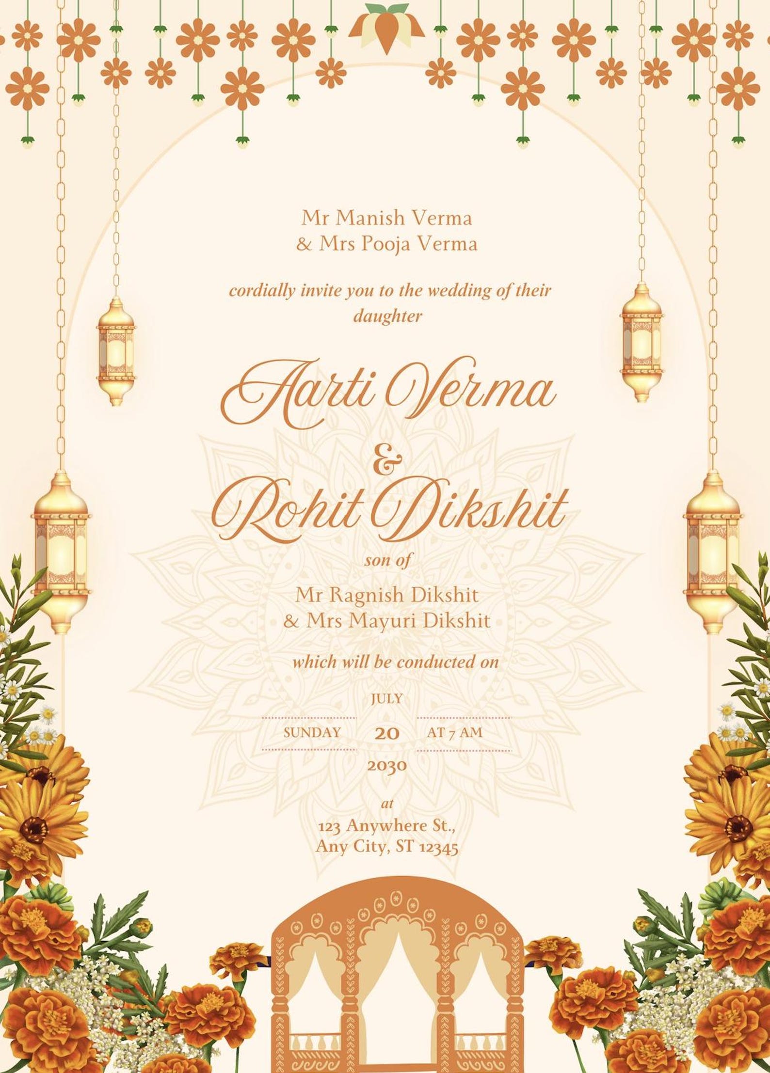 Editable Wedding Invitation Template With QR Code | Floral Elegance ...