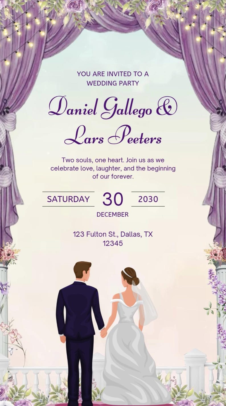 Purple Elegant Wedding Invitation - Etsy
