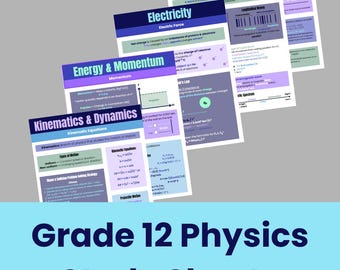 Grade 12 Physics Study Sheets - Etsy