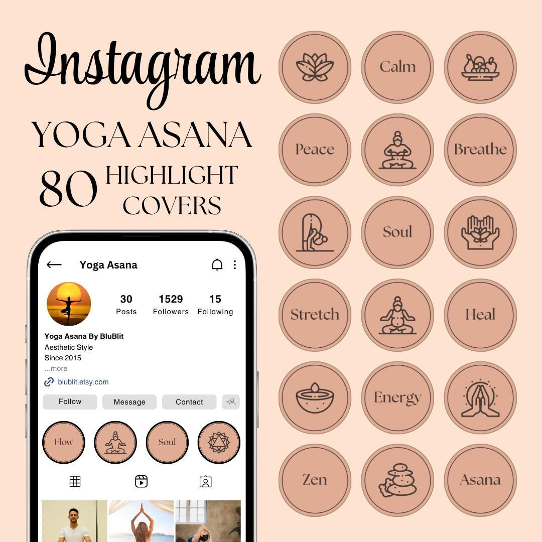 Yoga Asana Instagram Highlight Covers, Wellness Insta Highlight Icons ...