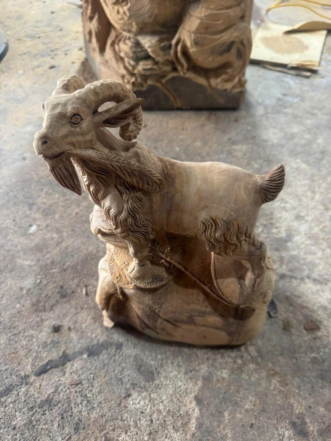 Goat Statue Cast From Solid Wood, Guardian of Good Luck - Etsy