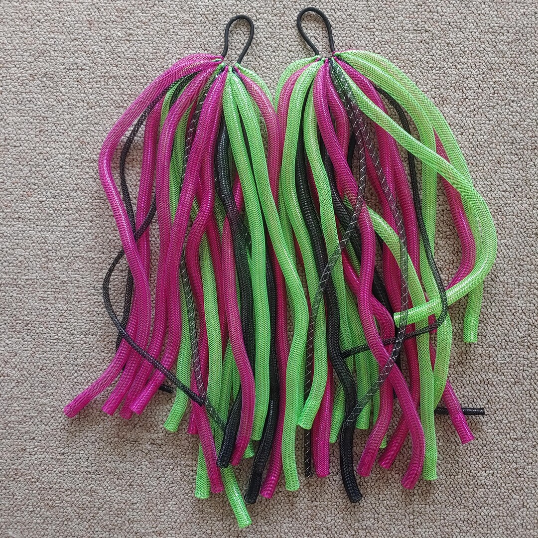 Pink Neon Green and Black Chest-length Cybergoth Cyberlocks Cyberlox ...