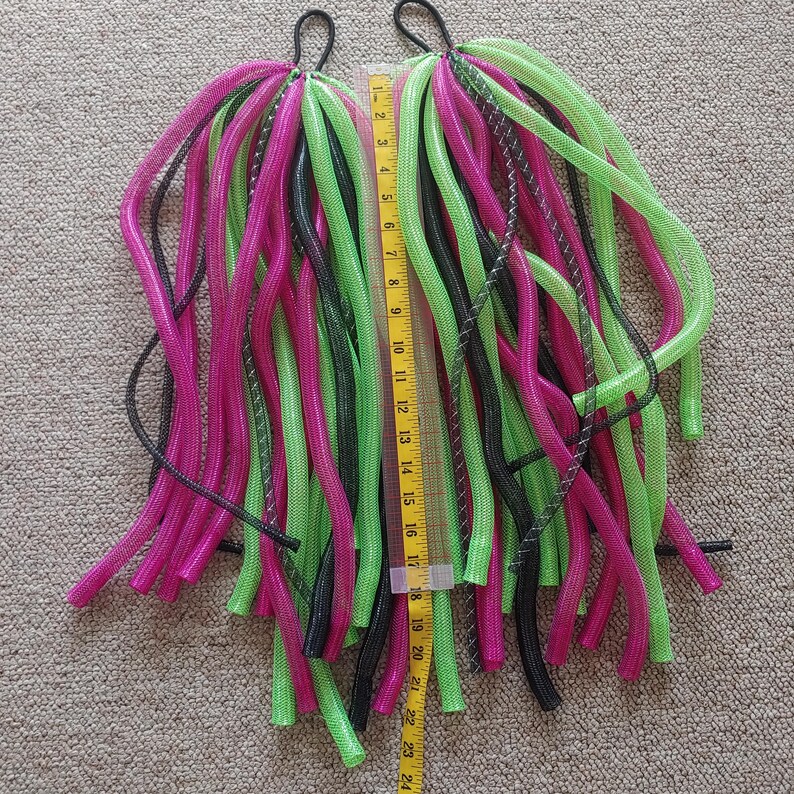 Pink Neon Green and Black Chest-length Cybergoth Cyberlocks Cyberlox ...