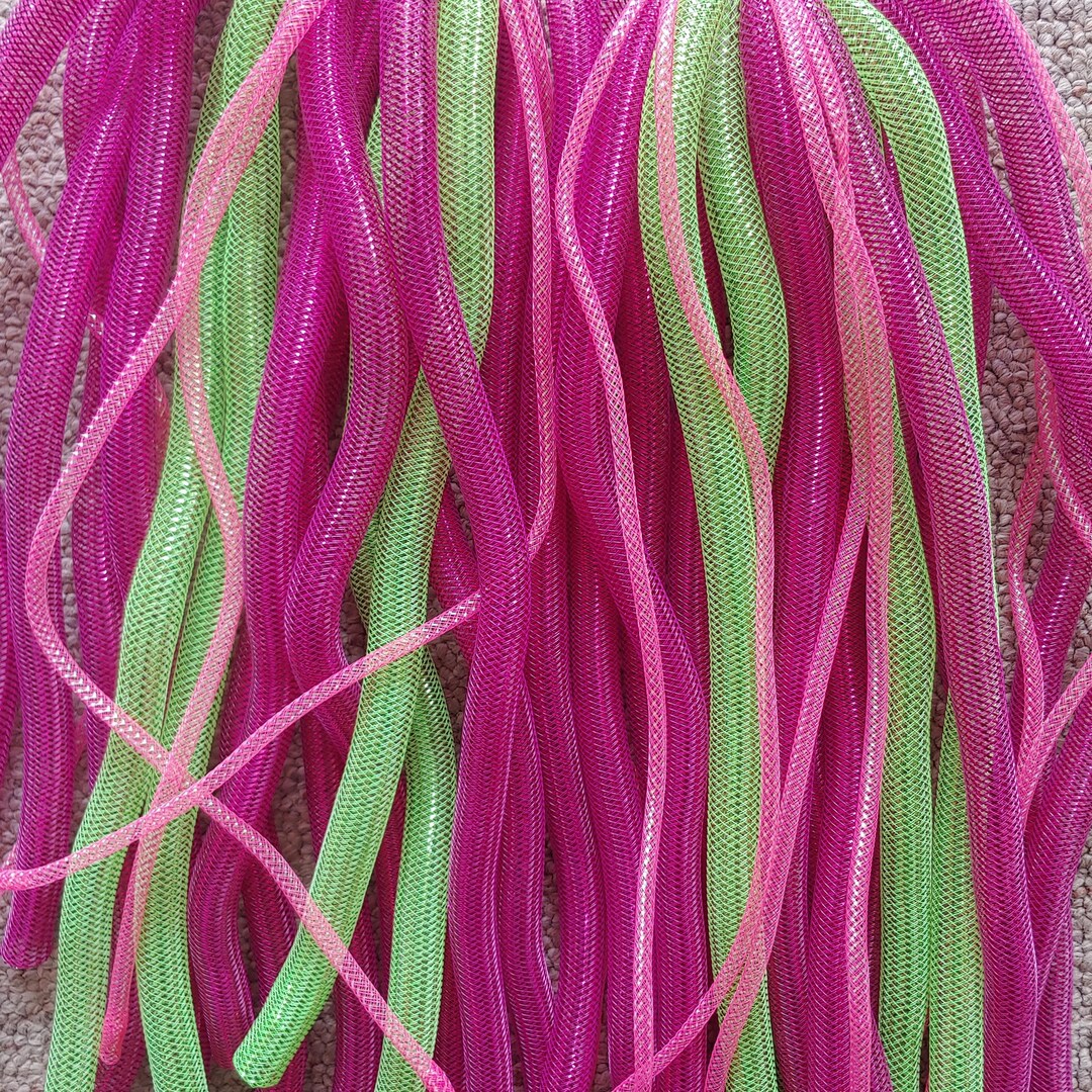 Pink and Neon Green Cybergoth Cyberlocks Cyberlox Falls Pair on Hair ...