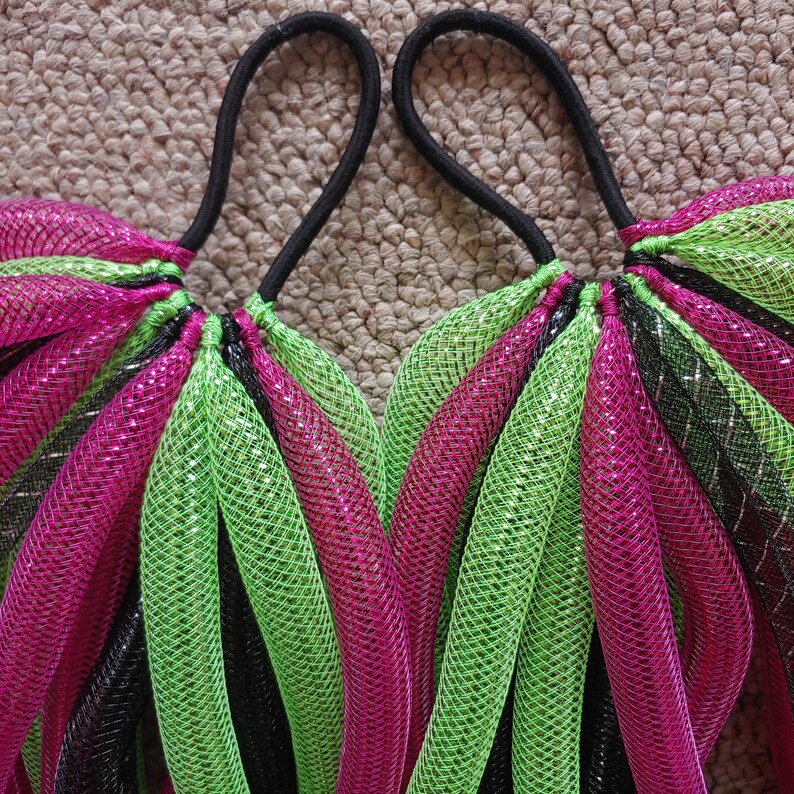 Pink Neon Green and Black Chest-length Cybergoth Cyberlocks Cyberlox ...