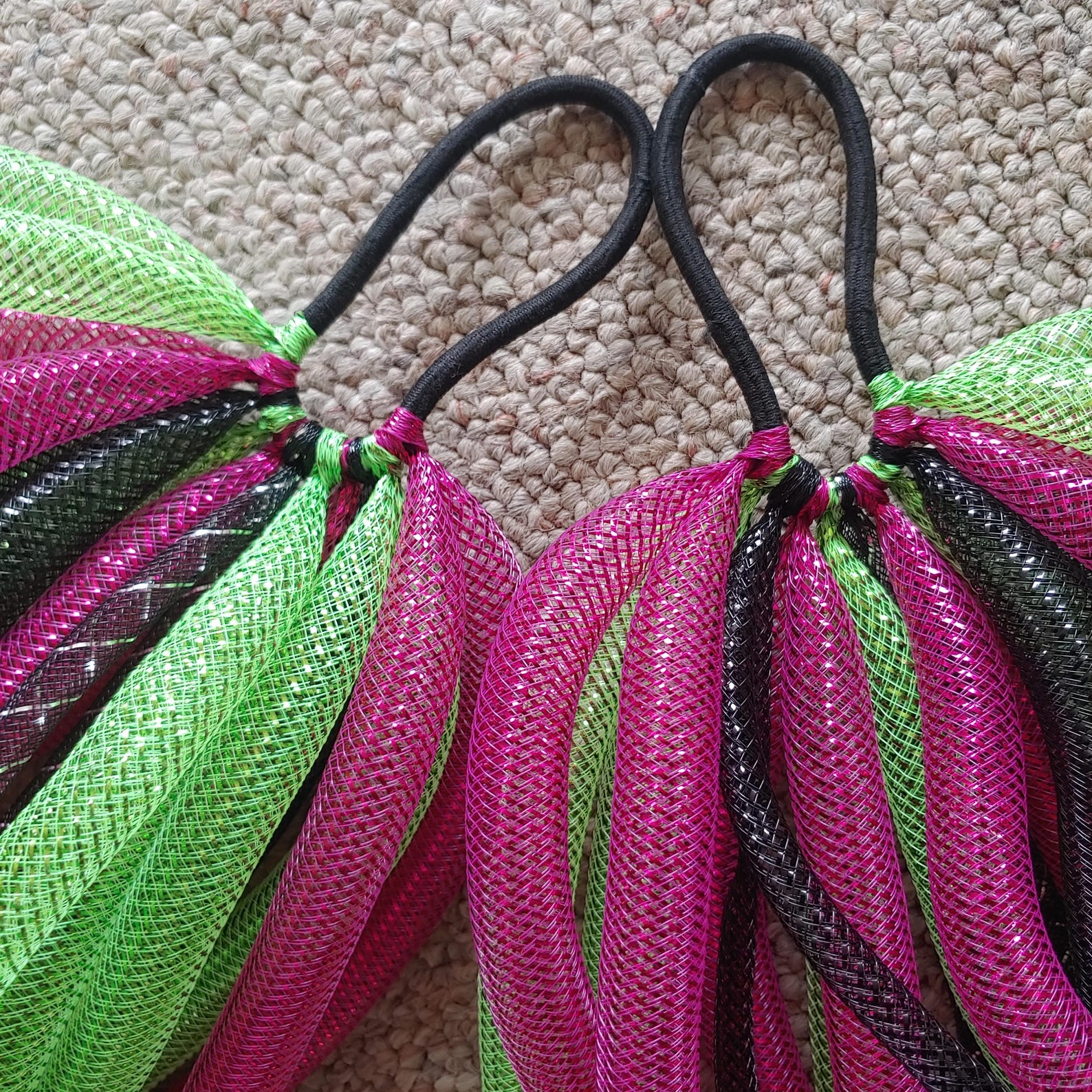 Pink Neon Green and Black Chest-length Cybergoth Cyberlocks Cyberlox ...