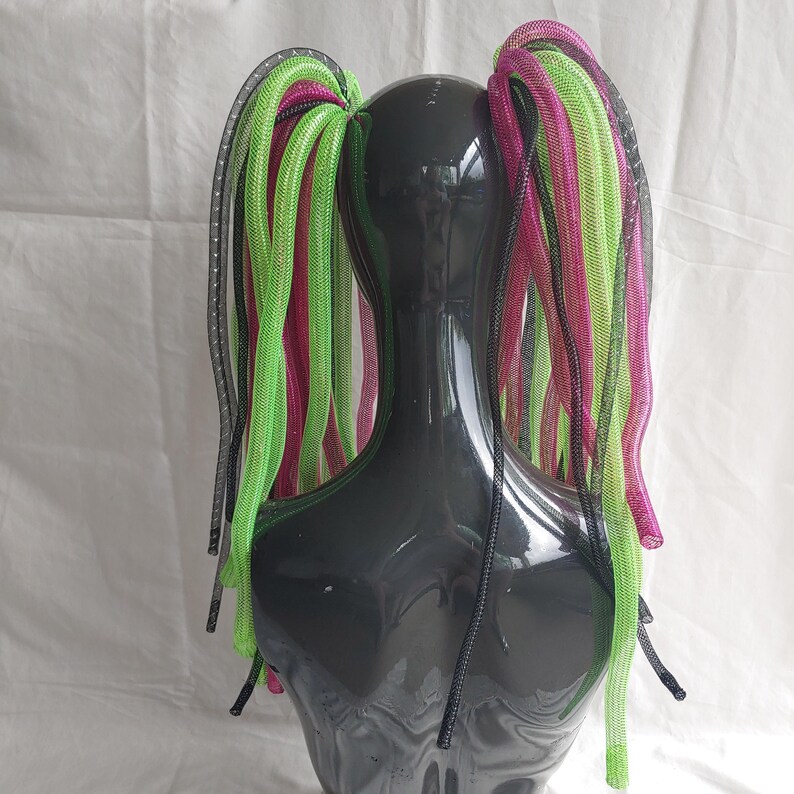 Pink Neon Green and Black Chest-length Cybergoth Cyberlocks Cyberlox ...