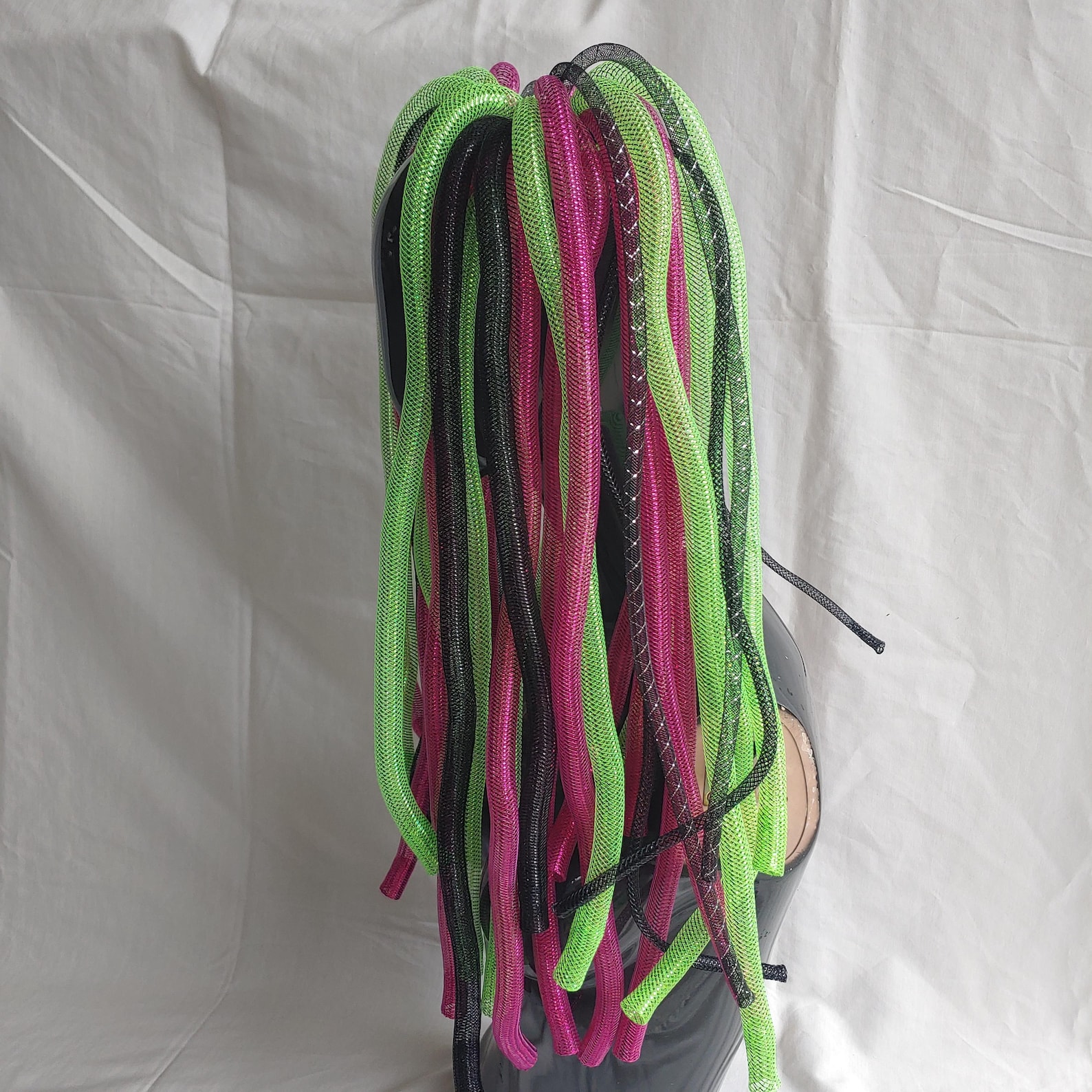 Pink Neon Green and Black Chest-length Cybergoth Cyberlocks Cyberlox ...