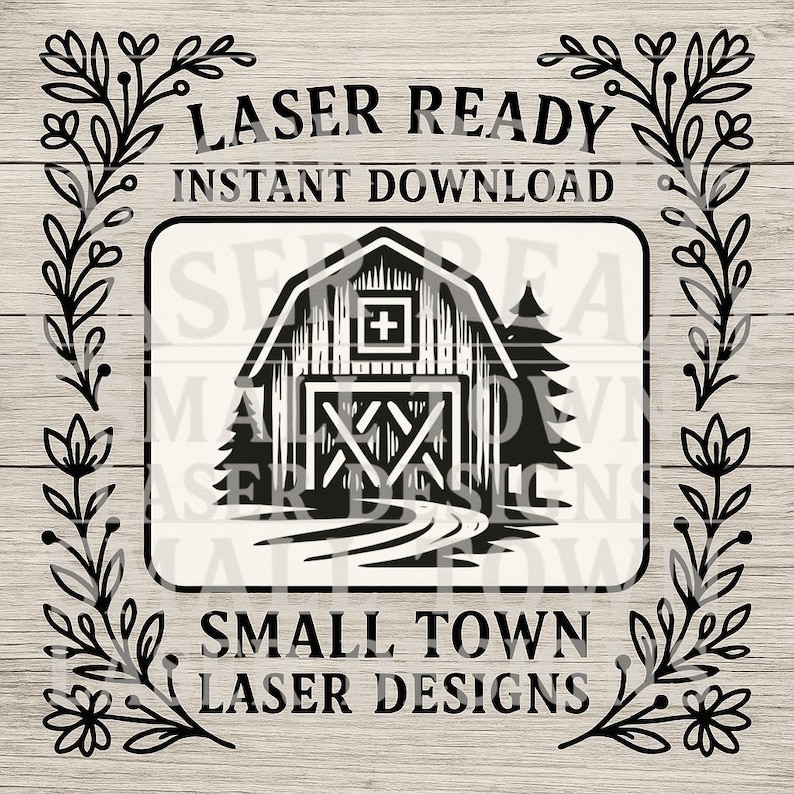 Rustic Barn SVG - Farmhouse Barn Line Art for Laser Engraving & Cricut ...