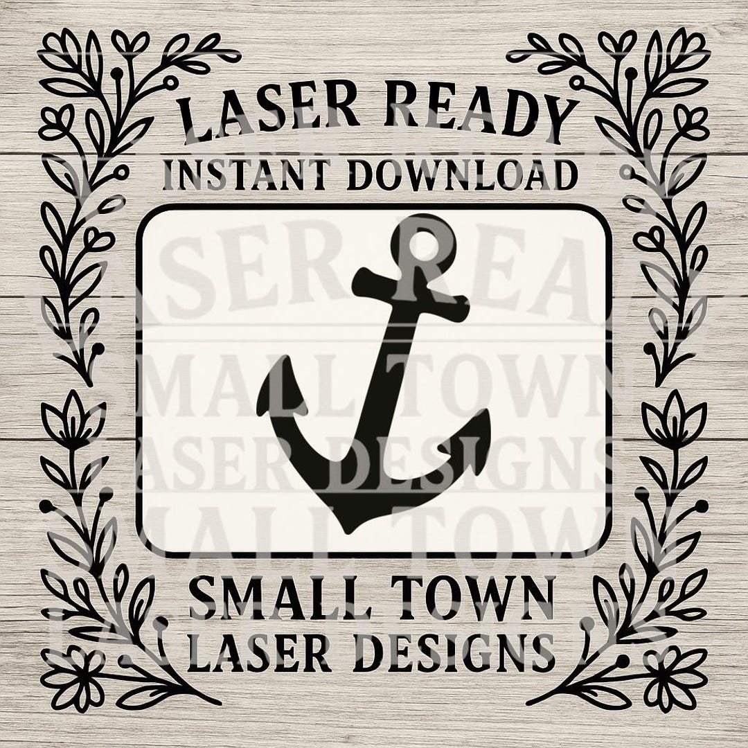 Etched Anchor SVG - Detailed Nautical Line Art for Laser Engraving ...