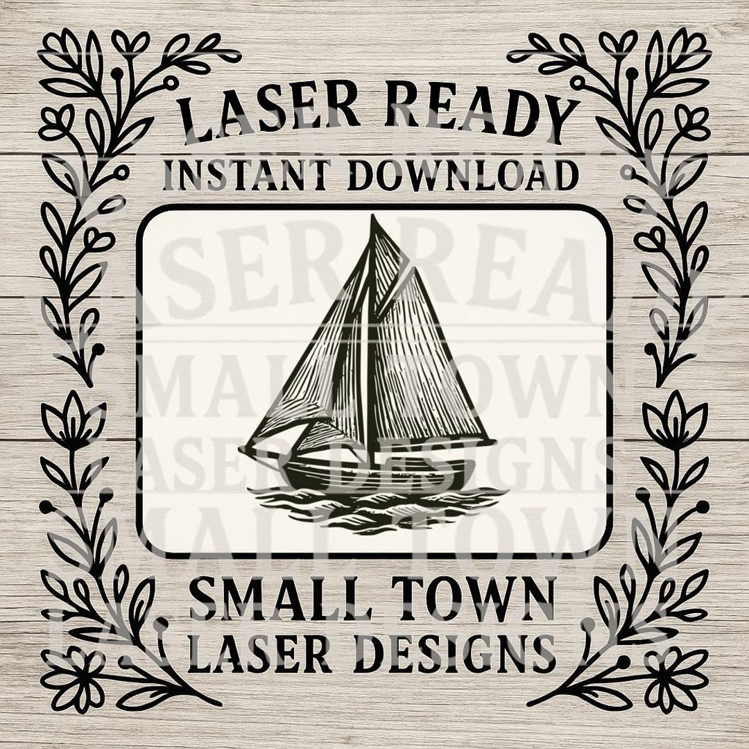 Vintage Sailboat SVG - Nautical Line Art for Laser Engraving & Coastal ...