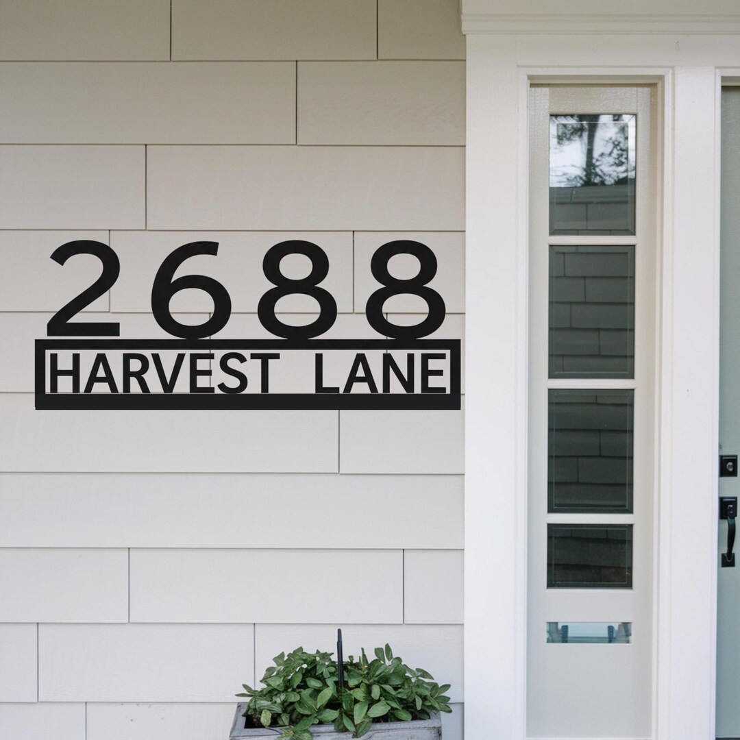 Personalized Metal Address Sign, Custom House Number Street Name Plaque ...