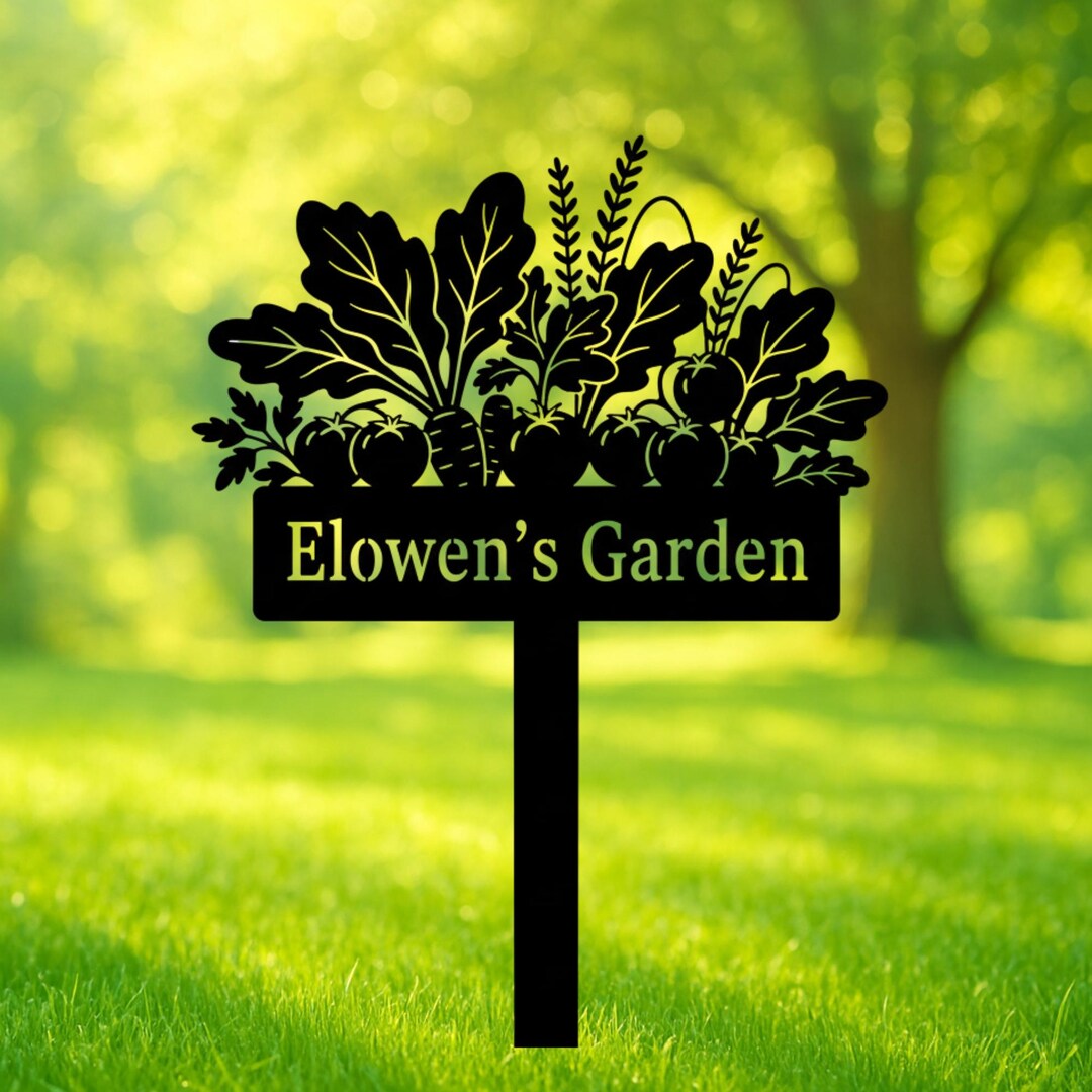 Personalized Garden Stake Sign, Custom Garden Name Metal Yard Sign ...