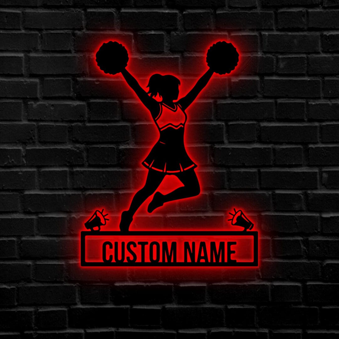 Personalized Cheerleader LED Name Sign, Custom Cheer Wall Light ...