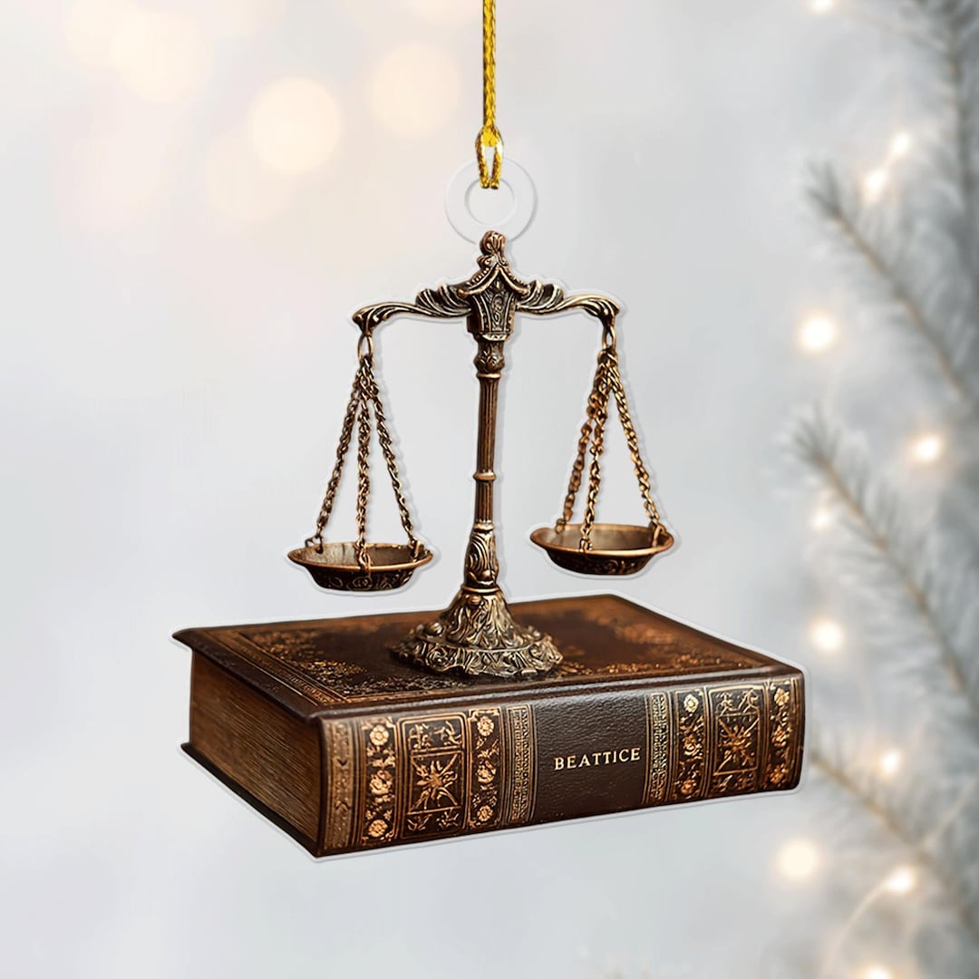 Personalized Lawyer Ornament, Justice Scale Decoration, Custom Name Law ...