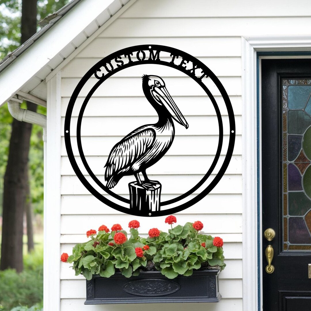 Custom Pelican Metal Sign, Personalized Coastal Wall Decor, Beach House ...