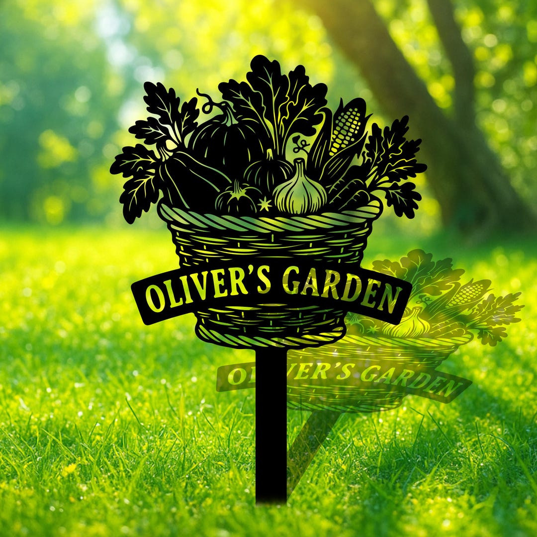 Personalized Vegetable Garden Stake, Custom Garden Name Sign, Metal ...